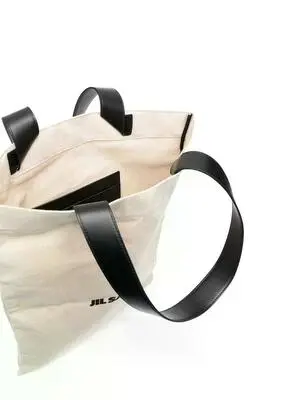 JIL SANDER Logo-print Linen Tote Bag - Neutrals