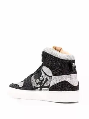 Philipp Plein Embellished Suede High Top Sneakers - Black