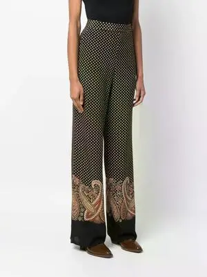 Etro Paisley Print Silk Wide-leg Trousers