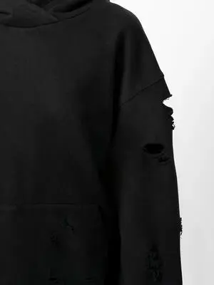 Goen.j Distressed Layered Hoodie - Black