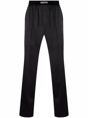 TOM FORD Logo-waistband Silk Pajama Trousers - Black