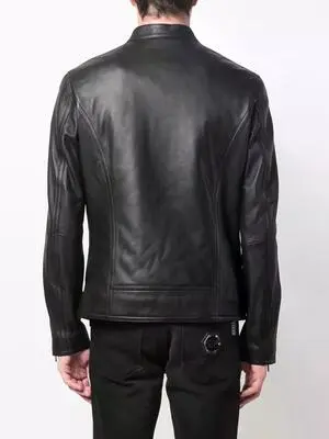 Philipp Plein Logo Zipped Biker Jacket