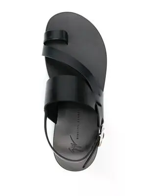 GIUSEPPE ZANOTTI Hezra Toe-loop Leather Sandals - Black