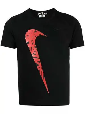Comme Des Garçons X Nike Logo-print Cotton T-shirt - Black