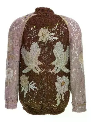 LINEA 11 Embroidered Lace Bomber Jacket