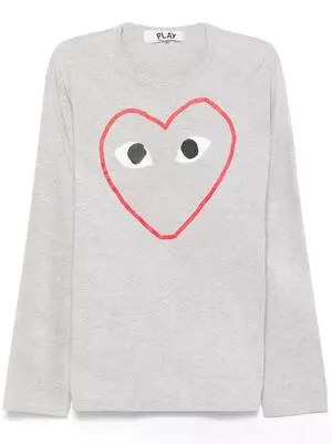 Play Comme Des Garcon Outline Heart-print T-shirt - Grey