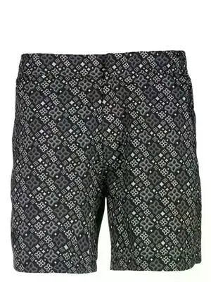 Tagliatore Abstract-pattern Swim Shorts - Black