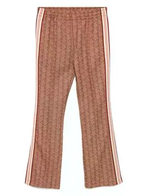 Lacoste Monogram Print Flared Trousers - Brown