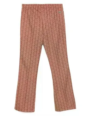 Lacoste Monogram Print Flared Trousers - Brown