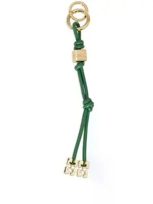 GANNI Logo-charm Keyring Green