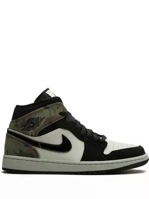 JORDAN Air 1 Mid Camouflage Pattern Lace-up Sneakers