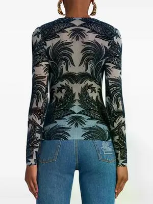 Etro Flocked Tulle Top - Blue