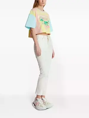 Balmain Palm Tree-print Cropped T-shirt