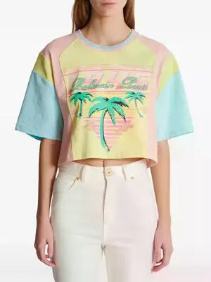 Balmain Palm Tree-print Cropped T-shirt