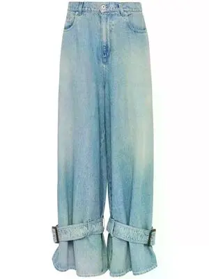 JW Anderson Buckled Cuff Wide Leg Jeans - Blue