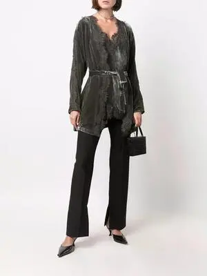 Gold Hawk Lace-trim Belted Coat