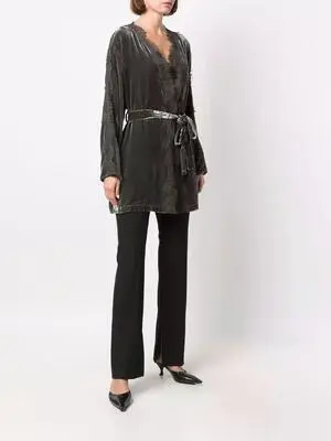 Gold Hawk Lace-trim Belted Coat
