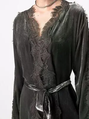 Gold Hawk Lace-trim Belted Coat