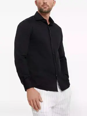 Brunello Cucinelli Spread-collar Cotton Shirt - Black