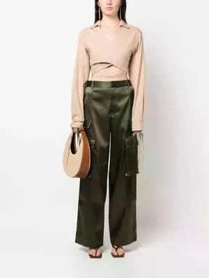 ANDREĀDAMO Cropped Wrap Blouse
