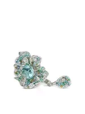 ANABELA CHAN 18kt White Gold Vermeil Aqua Peony Ring - Blue