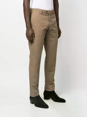 LARDINI Straight-leg Linen Trousers - Brown