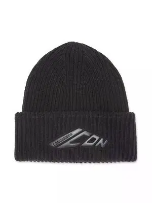 Dsquared2 Ribbed-knit Beanie With Icon Motif - Black