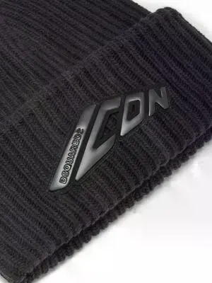 Dsquared2 Ribbed-knit Beanie With Icon Motif