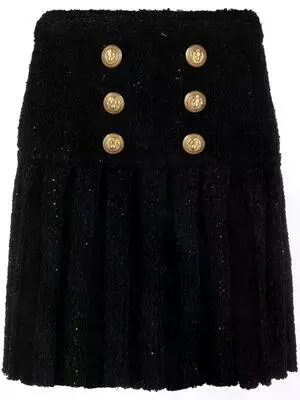 Balmain High-waisted Button-detail Skirt