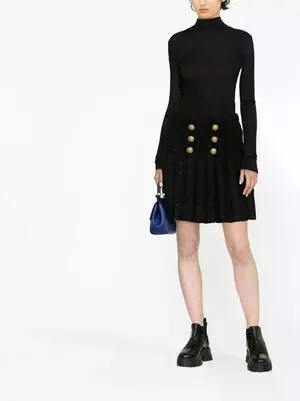 Balmain High-waisted Button-detail Skirt