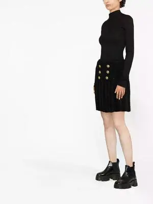 Balmain High-waisted Button-detail Skirt