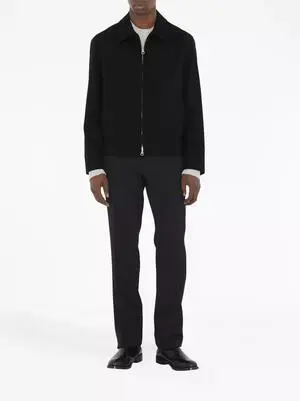 Burberry Gabardine Harrington Jacket With Embroidered Logo - Black