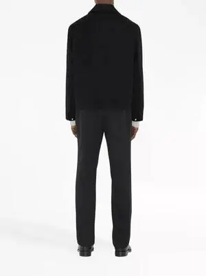 Burberry Gabardine Harrington Jacket With Embroidered Logo - Black