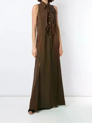 AMIR SLAMA Ruffle-trim Maxi Dress