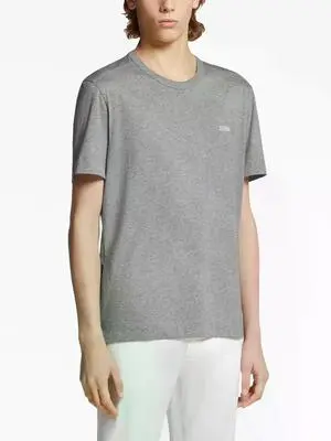 Zegna Logo-embroidered Cotton T-shirt - Grey