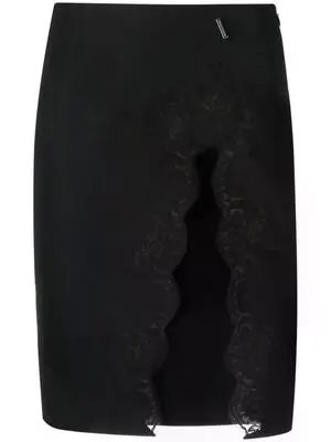 Dsquared2 Lace-detail Virgin Wool Skirt - Black