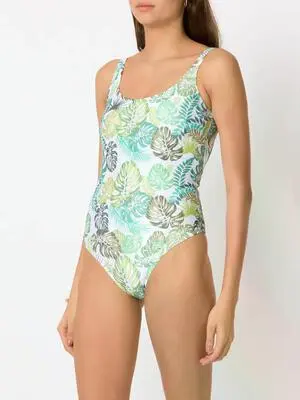 AMIR SLAMA Palm Leaf Print Swimsuit