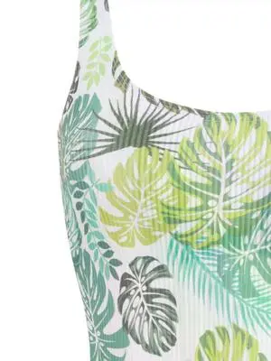 AMIR SLAMA Palm Leaf Print Swimsuit