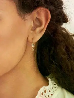 DINNY HALL 9kt Yellow Bijou Heart Drop Earrings