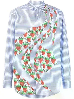 Comme Des Garçons Graphic-print Cotton Shirt - Blue