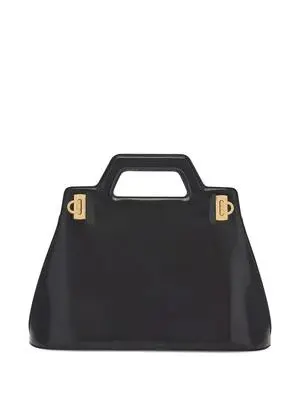 FERRAGAMO Gancini Top-handle Leather Tote Bag - Black