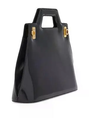 FERRAGAMO Gancini Top-handle Leather Tote Bag - Black