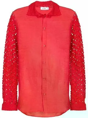 AMIR SLAMA Floral-lace Detail Shirt