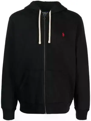 Polo Ralph Lauren Embroidered-logo Zip-up Hoodie - Black