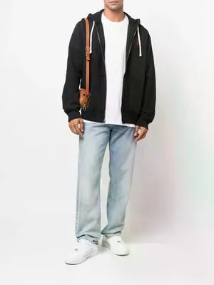 Polo Ralph Lauren Embroidered-logo Zip-up Hoodie - Black