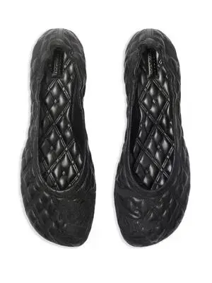 Burberry Equestrian Knight-embroidered Leather Ballerina Shoes - Black