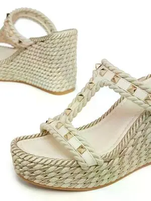Valentino Garavani Rockstud Torchon 90mm Wedge Sandals