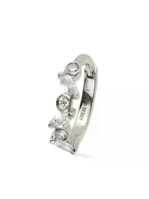 LARK & BERRY 14kt White Gold Diamond And Sapphire Hoop Earring - Silver