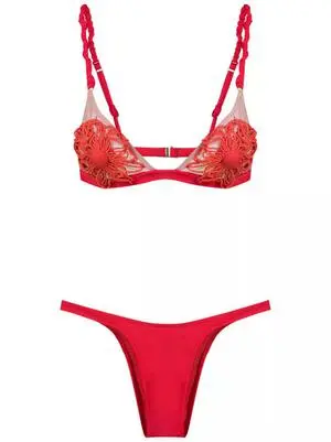 AMIR SLAMA Floral-appliqué Bikini - Red