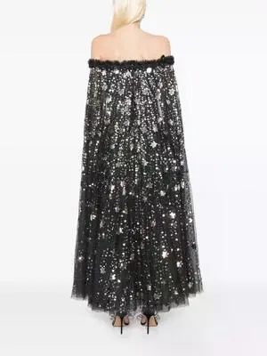NEEDLE & THREAD Shooting Stars Cape Ankle Dress - Black